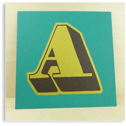 Hand printed letter A - Patrick Edgeley Prints